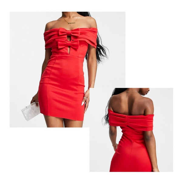 ASOS | Dresses | Asos Red Bow Mini Dress | Poshmark